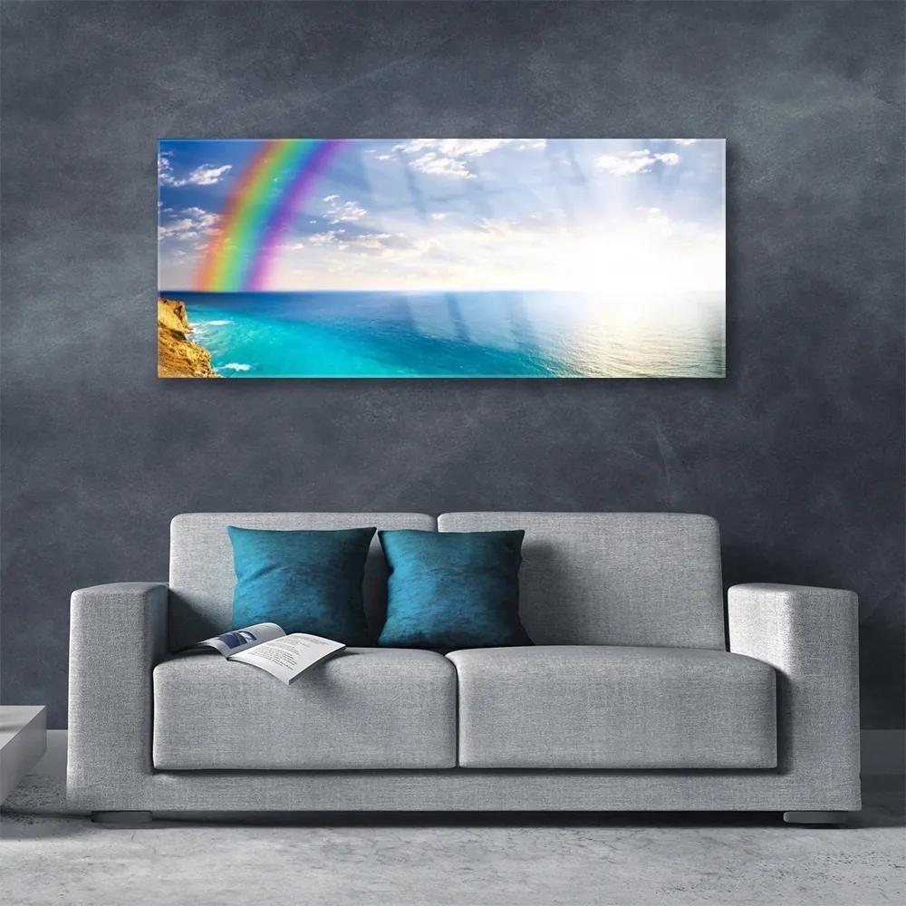 Plexisklo-obraz Duha u Moře Krajina 125x50 cm