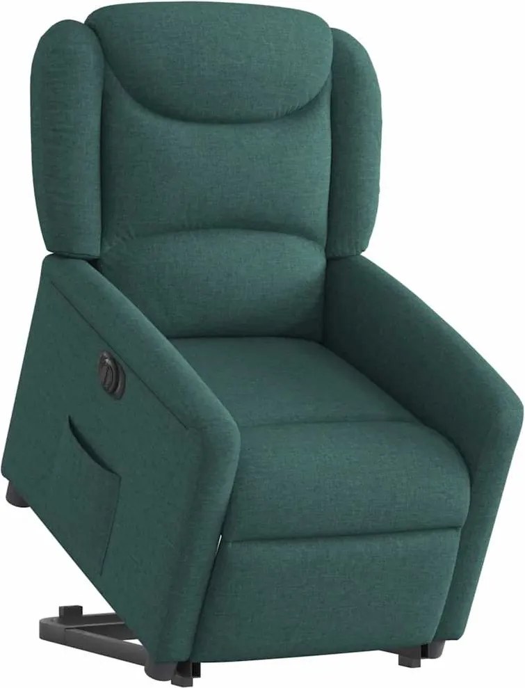 Elektrické zvedací polohovací křeslo tmavě zelené textil 3303220