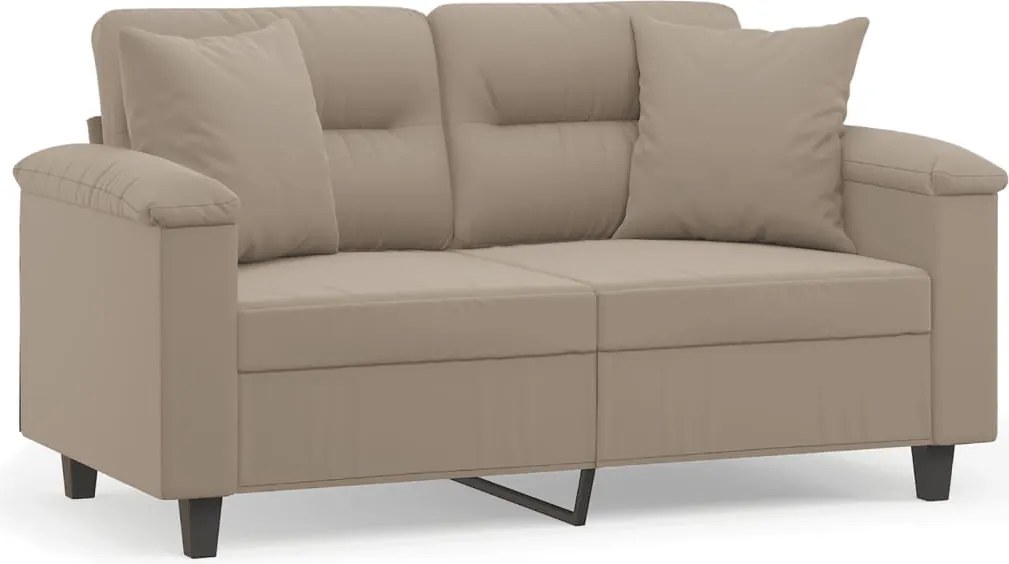 2místná pohovka s polštáři taupe 120 cm tkanina z mikrovlákna 3200965