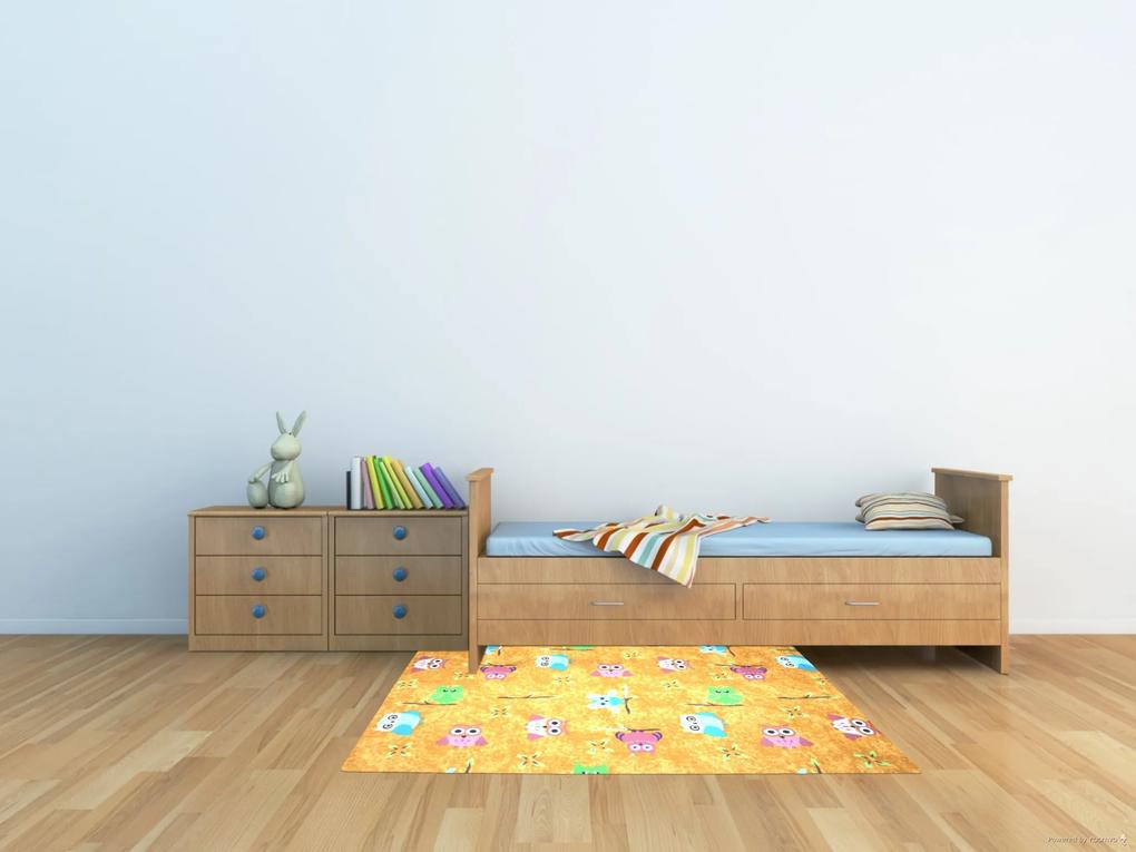 Vopi koberce Dětský kusový koberec Sovička Silk 5248 oranžovožlutý - 133x133 cm