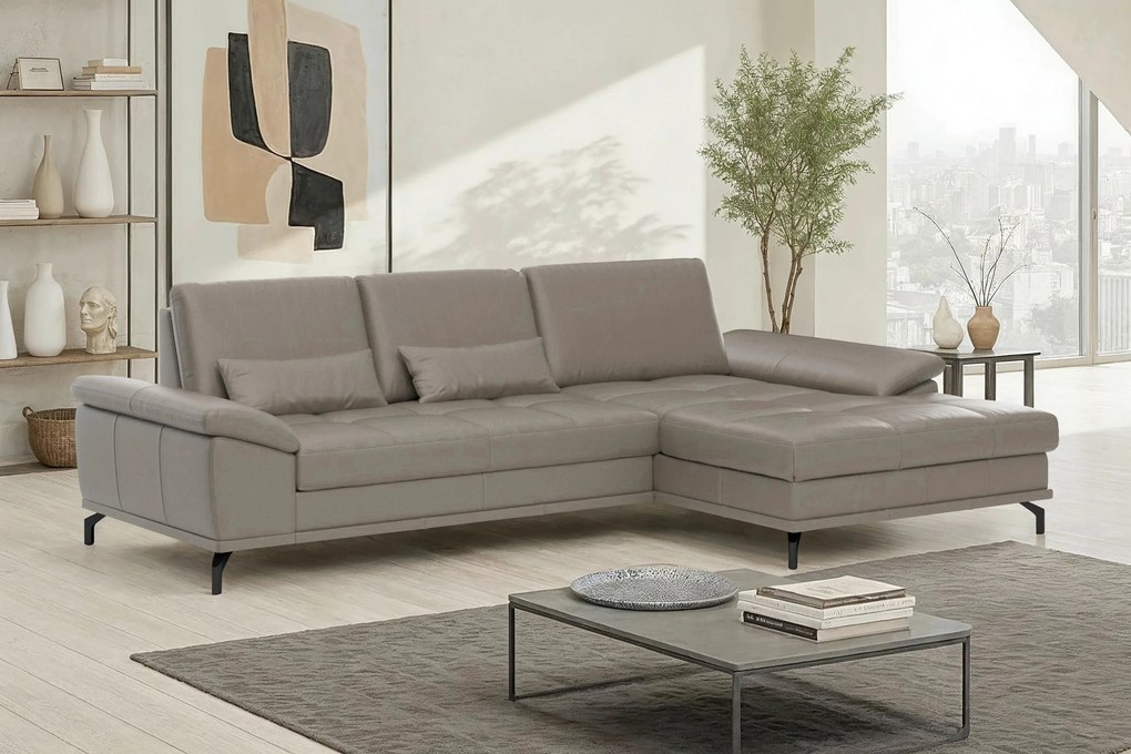 XXXLutz ROHOVÁ SEDAČKA, kůže, šedá Sit & More - Sedací soupravy - 000144039776