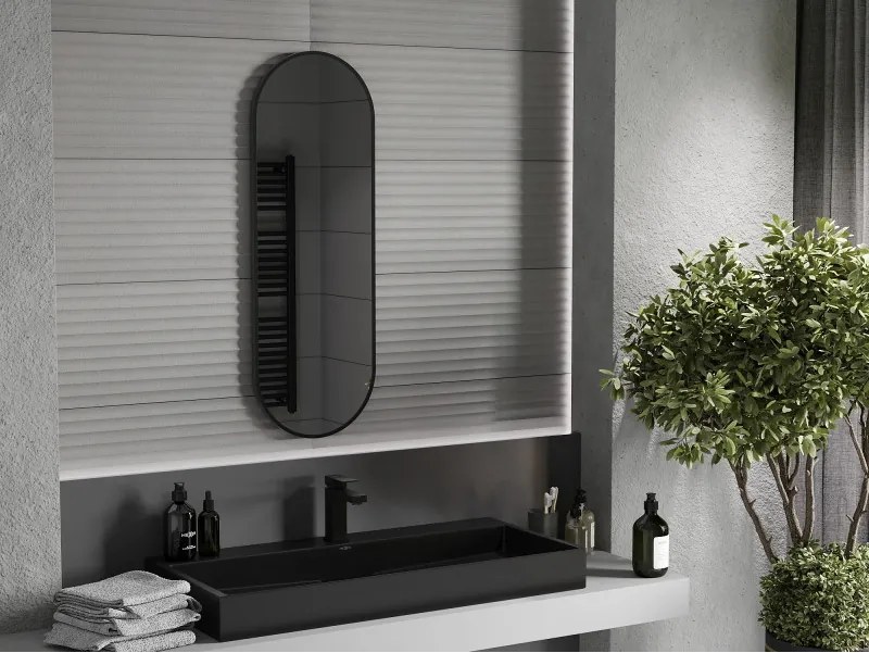 Mexen Loft oválné koupelnové zrcadlo 100 x 35 cm, černý rám - 9851-100-035-000-70