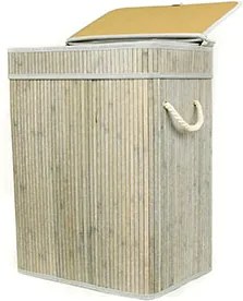 Koš prádelní z bambusu, obdélník, barva šedobílá, v papírové krabičce