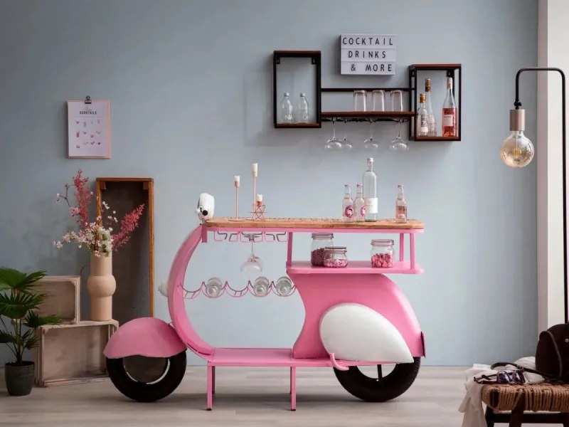 furniture-nabytek.cz - Lakovaný barový pult Scooter Nova Pink z kovu, růžová – 160×50×87 cm