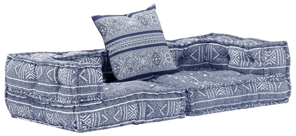 249413 vidaXL 2místný modulární pouf indigo textil