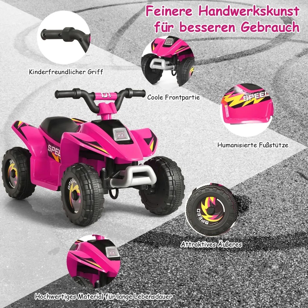 Costway Kočárek Mini Electric Quad 6 V Bateriový Quad 2,8-4,6 km/h, růžový
