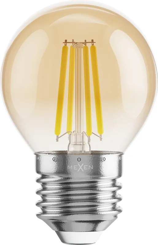 Mexen Vintis, LED filamentová žárovka E27, G45, 6 W, teplá bílá 2200K, jantarová, L156-E27-0622-50