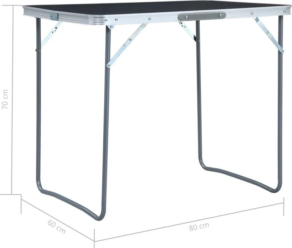 vidaXL Skládací kempingový stůl s kovovým rámem 80 x 60 cm [48171] Barva: Hnědá