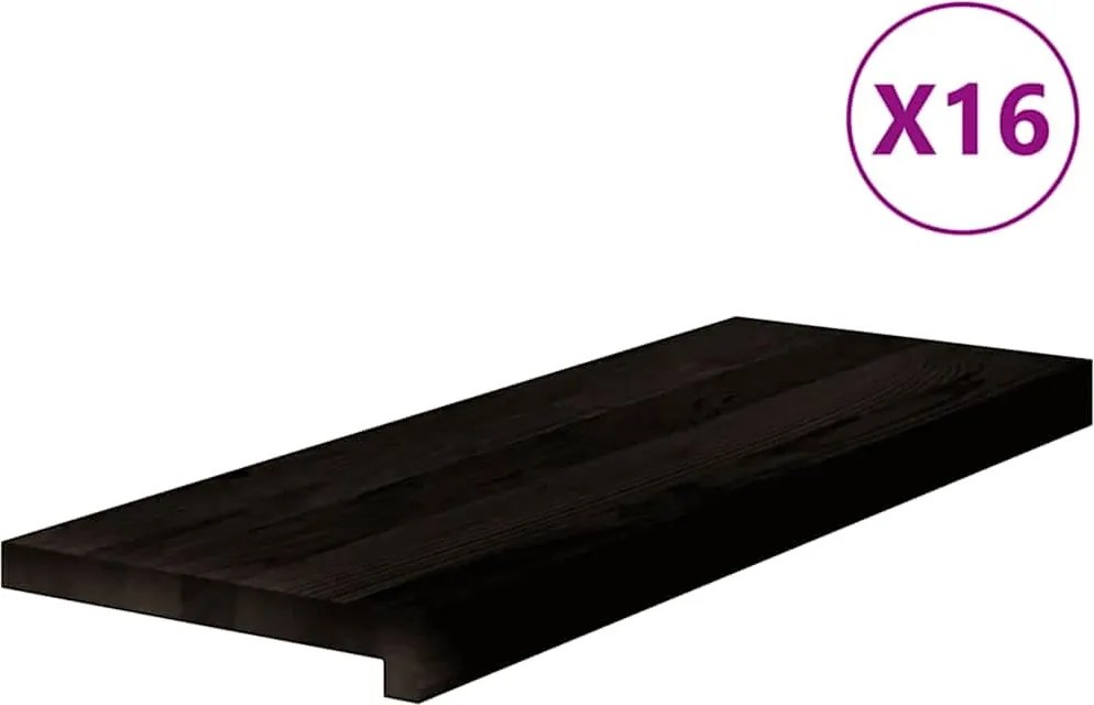 Nášlapy na schody 16 ks hnědo-černé 70x25x2 cm masivní dub 3283049