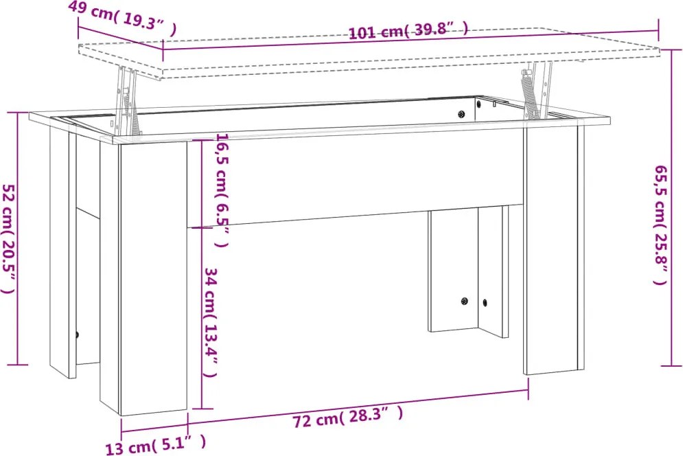 vidaXL Konferenční stolek 101 x 49 x 52 cm kompozitní dřevo [809689] Barva: hnědý dub