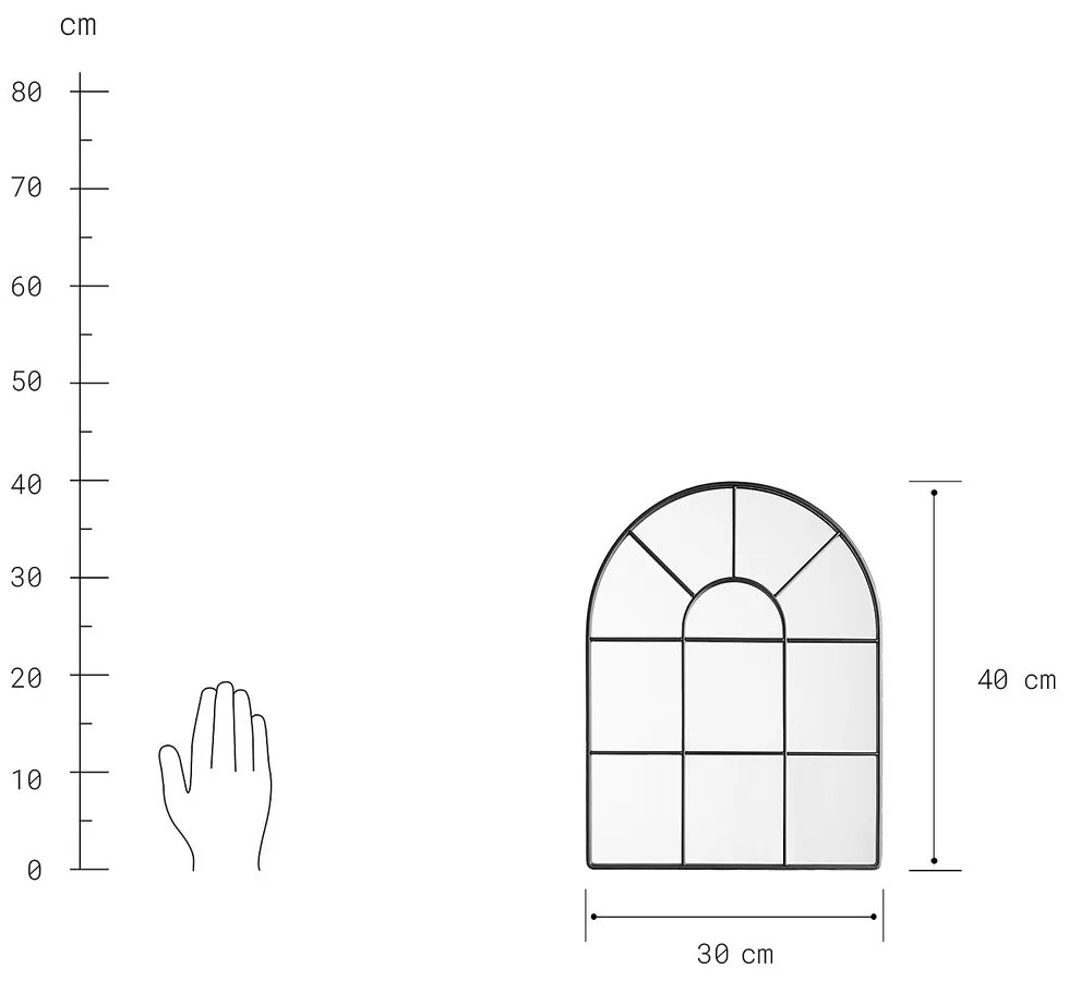 Butlers FINESTRA Zrcadlové okno 30 cm - černá