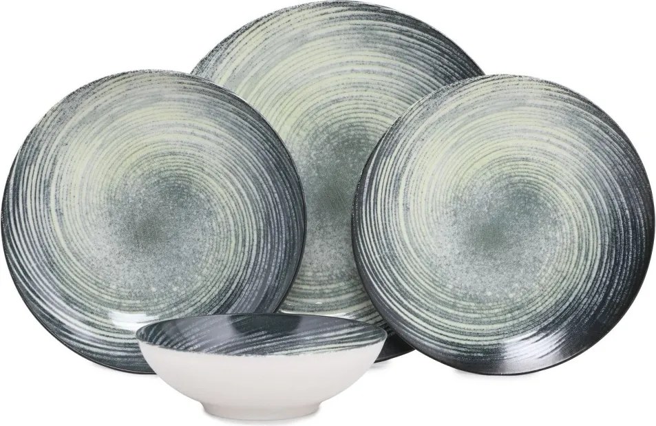 Porcelánová jídelní sada 24 ks Sat černá/zelená