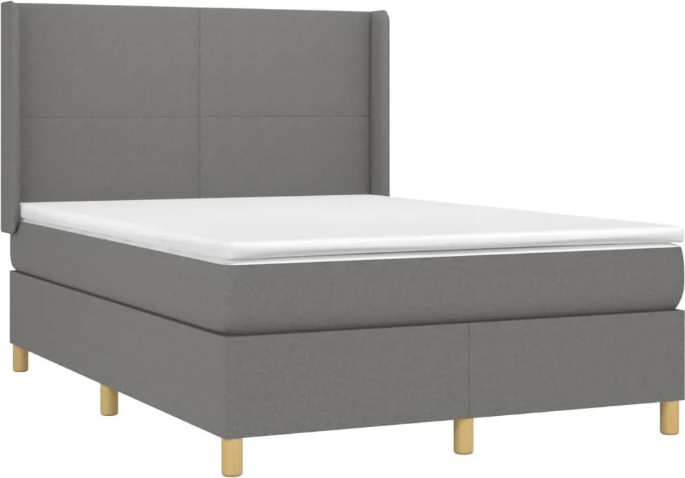 Box spring postel s matrací a LED tmavě šedá 140x200 cm textil 3138718
