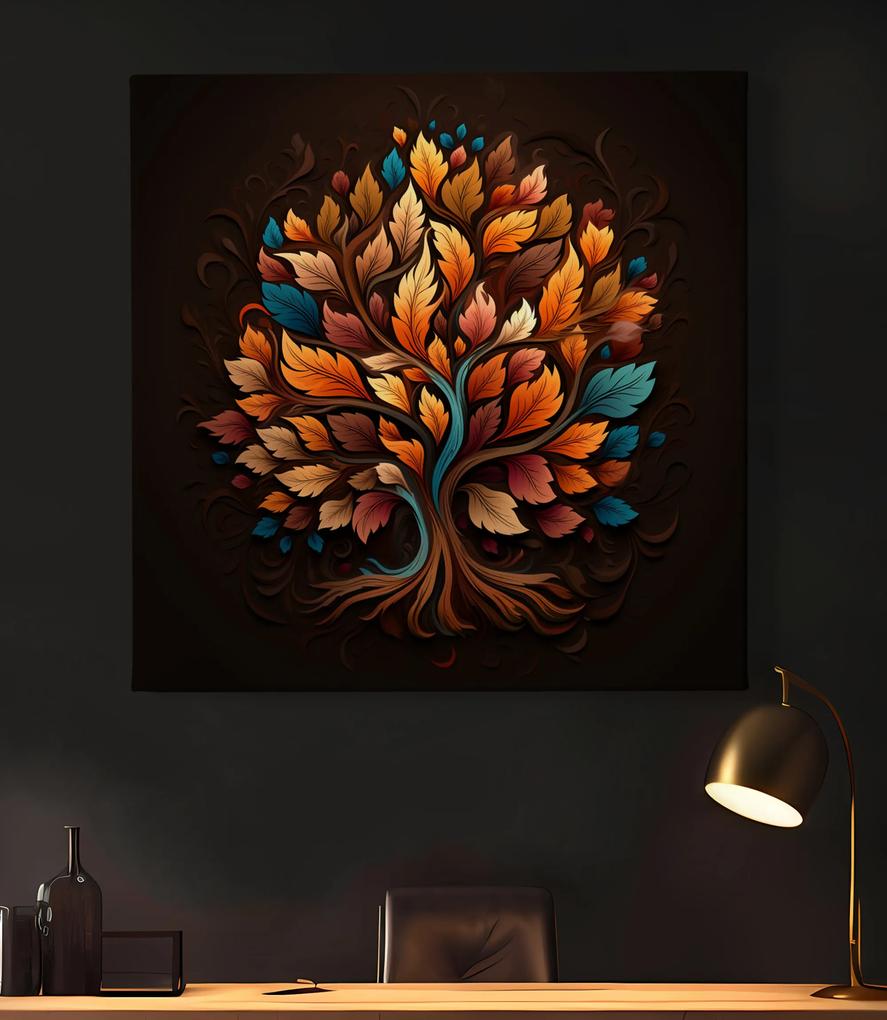Obraz na plátně - Strom života podzimní listy FeelHappy.cz Velikost obrazu: 80 x 80 cm