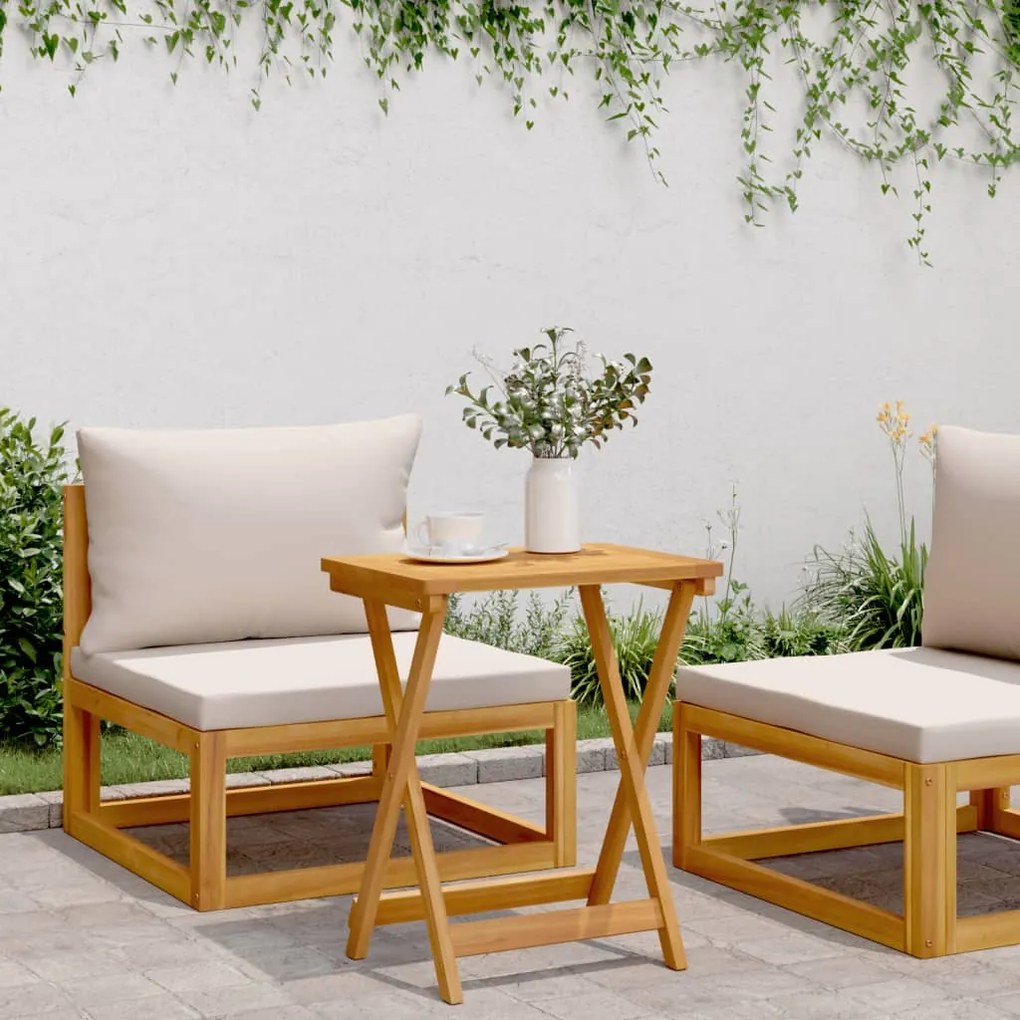 Skládací Zahradní Stůl 50 X 36 X 60 Cm Masivní Akáciové Dřevo Světle Hnědá