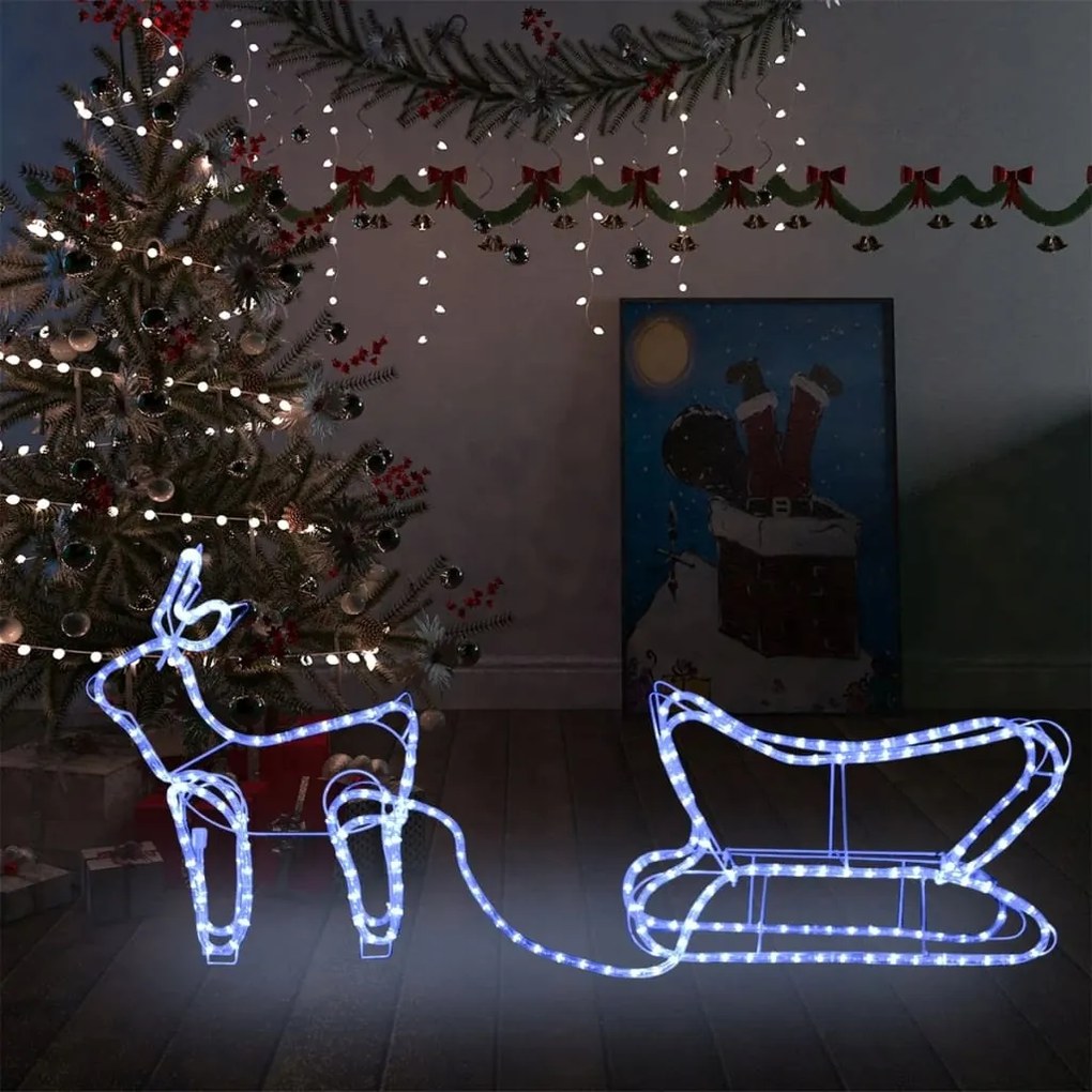 Fionshop 262754286 Vánoční dekorace sobi a sáně venkovní 252 Led diod