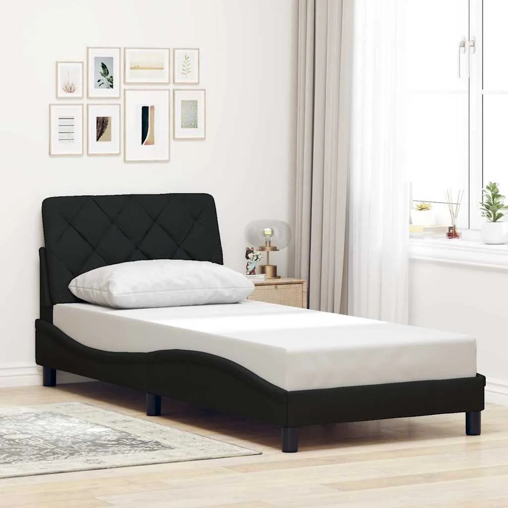 Rám postele s LED bez matrace černý 90x200 cm Látka 3310645