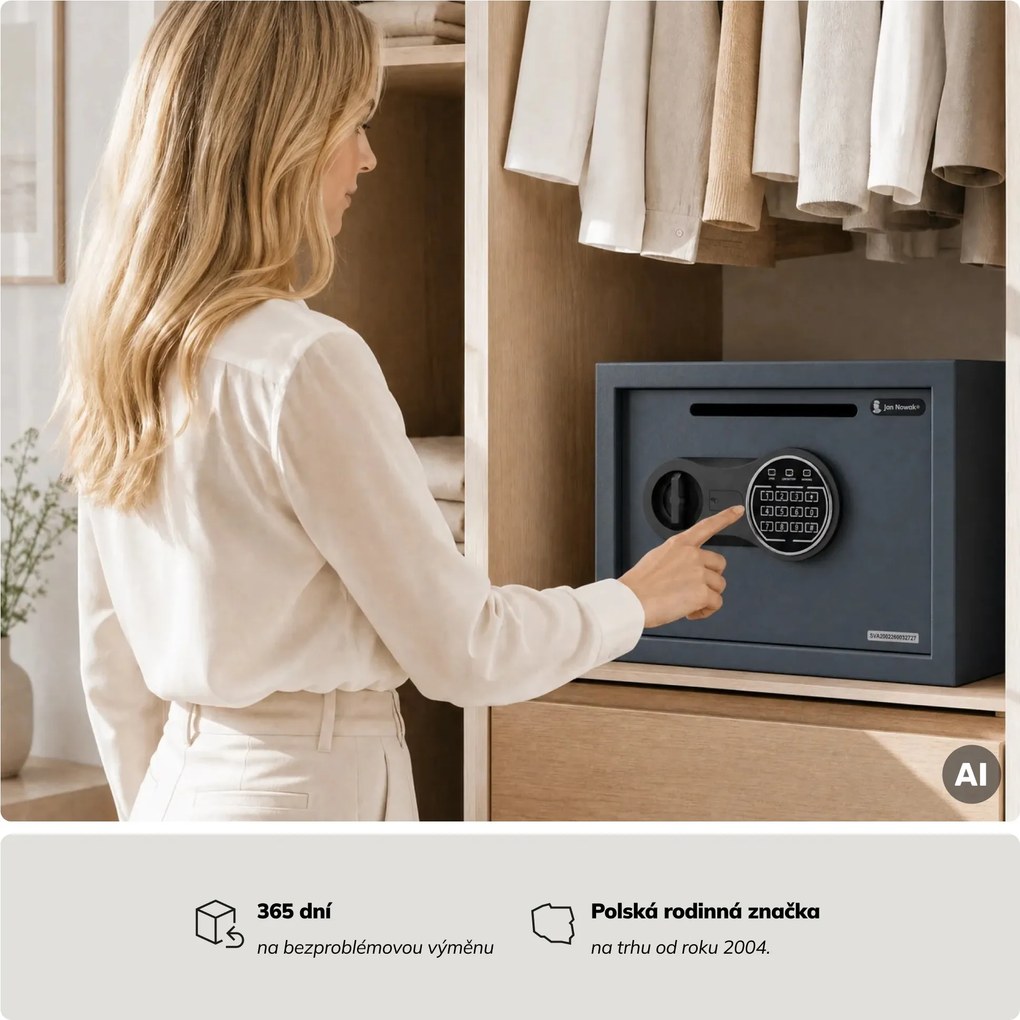 Malý vhazovací trezor na kód, elektronický, na tržbu a obálky, 350x250x250 mm: PIERCE
