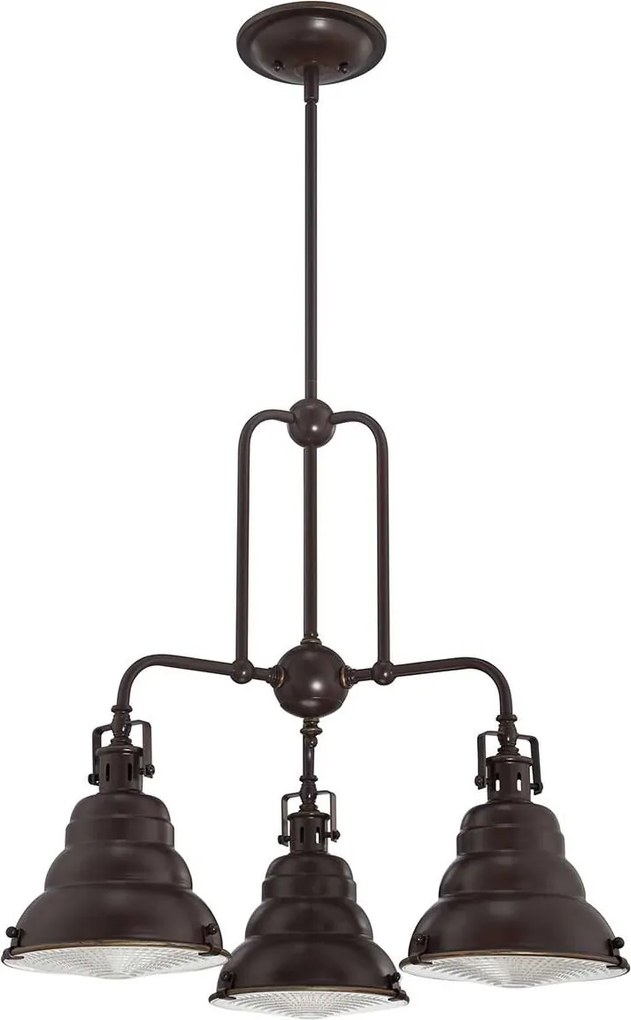 Elstead Industriální tříramenný lustr Quoizel Eastvale Palladianský bronz 3x E27