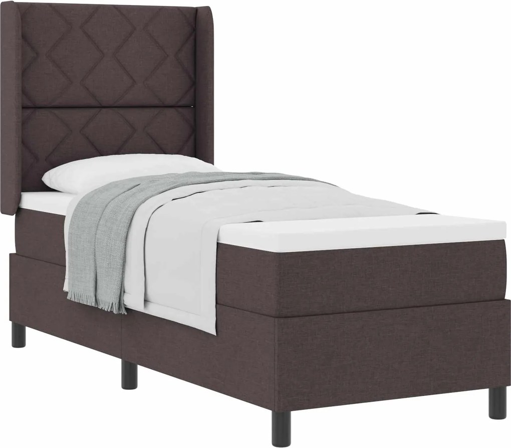 Postel s boxspringem s polštářem Tmavě hnědá 190 x 90 cm textil 3341682