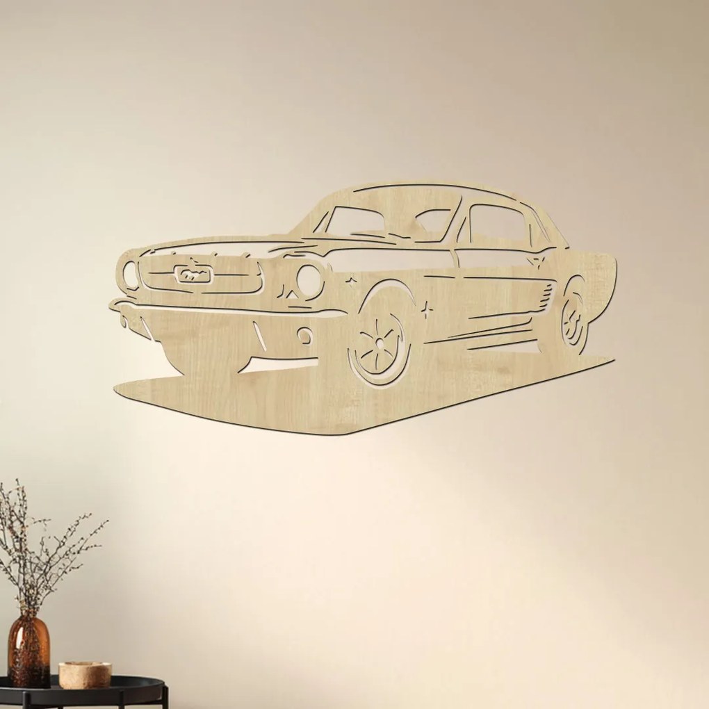 dřevo života Dřevěný obraz Ford Mustang Zvolte rozměr (cm): 80x40, Zvolte barvu dekoru: Černá