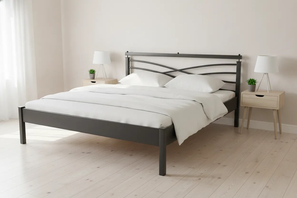 Nábytek ATIKA s.r.o. Kovová postel ANGELETA Barevne provedení: černá, Rozměr: 200 x 200 cm