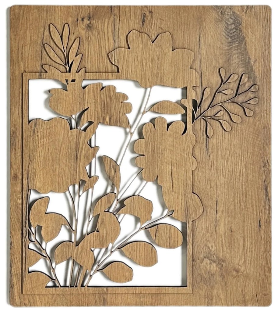 Li-Go "Květy triptych" Dřevěné obrazy 55x65 cm s hloubkou 23 mm Provedení povrchu 3xobraz: dub světlý/dub/ořech