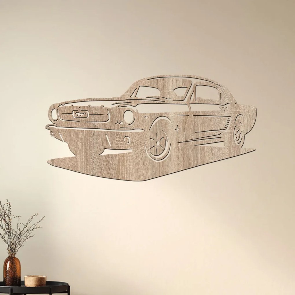 dřevo života Dřevěný obraz Ford Mustang Zvolte rozměr (cm): 80x40, Zvolte barvu dekoru: Černá