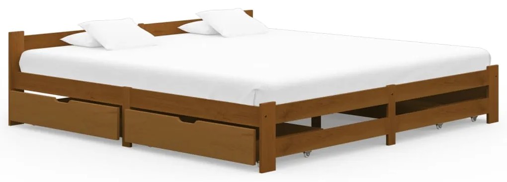3060565 vidaXL Rám postele 4 zásuvky medově hnědý masivní borovice 200x200 cm