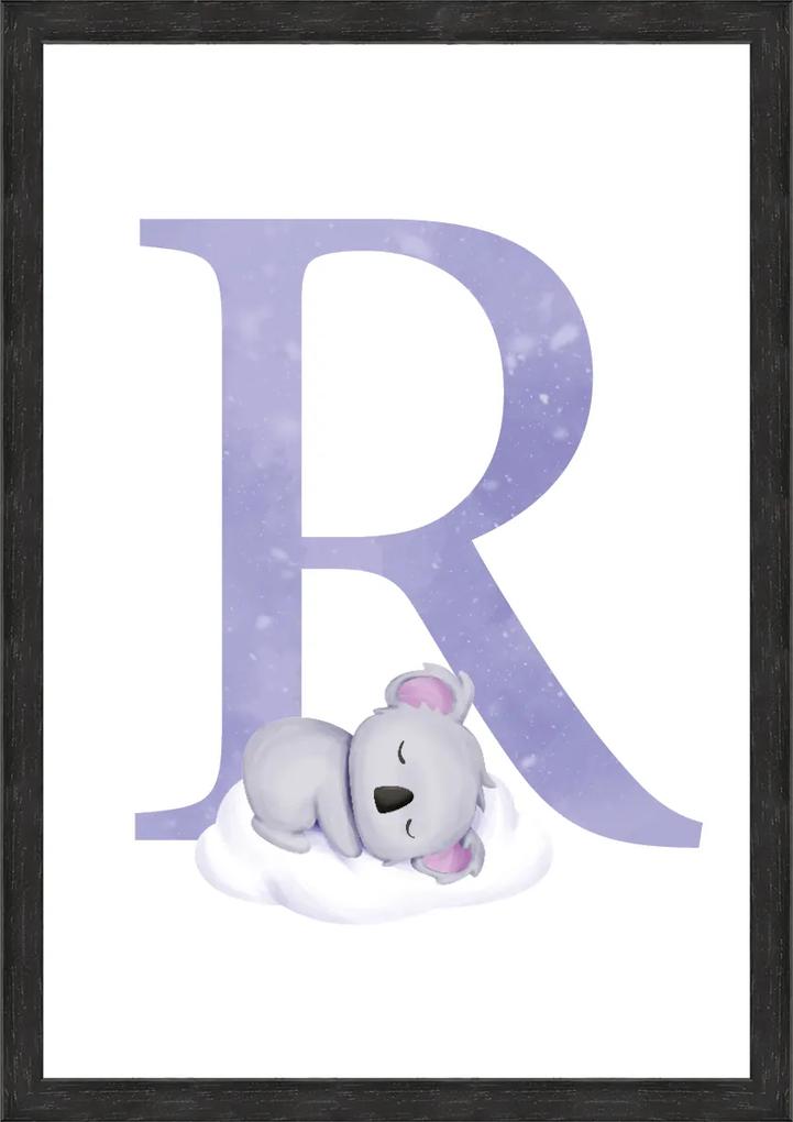 Abeceda písmena s koalou - Obraz, Plakát Velikost: A3 - 29,7x42 cm, Volba rámu: s bílým rámem, Písmeno: U