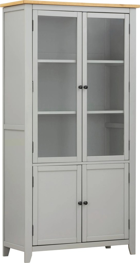 XXXLutz VITRÍNA, dub, borovice, šedá, čiré, přírodní barvy, 100/195/43 cm MID.YOU - Kredence a vitríny - 002510001901
