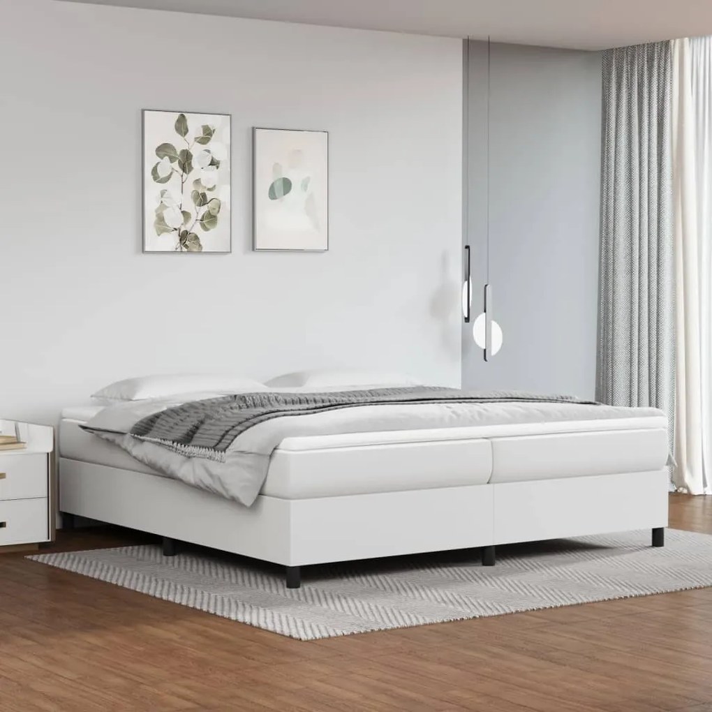 Box spring postel s matrací bílá 200x200 cm umělá kůže 3144627