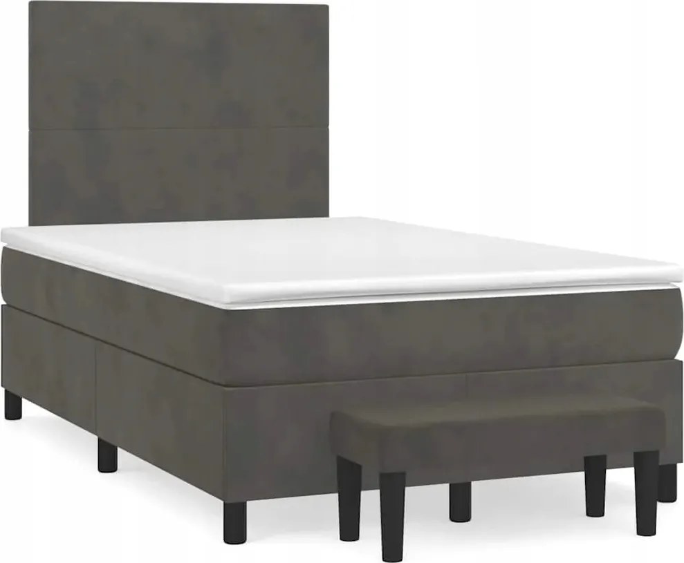 Box Spring Postel S Matrací Samet Tmavě Šedá Hladký design 120 x 190 cm