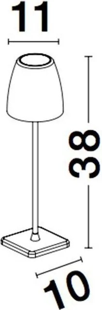 NV 9121911 Venkovní stolní lampa COLT bílý litý hliník a akryl LED 2W 3000K IP54 62st. 5V DC vypínač na těle USB kabel stmívatelné - NOVA LUCE