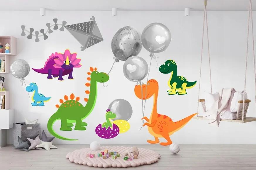 Samolepka na zeď veselý barevný dinosauři 100 x 200 cm