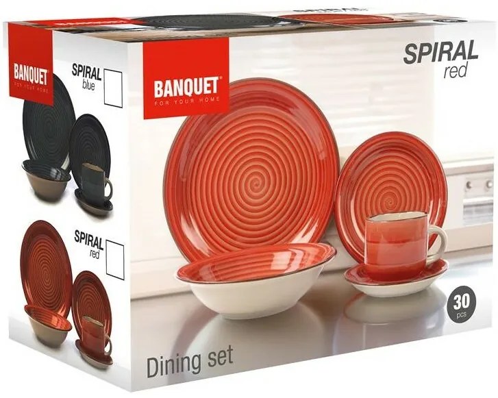 Banquet 30dílná jídelní sada Spiral Red