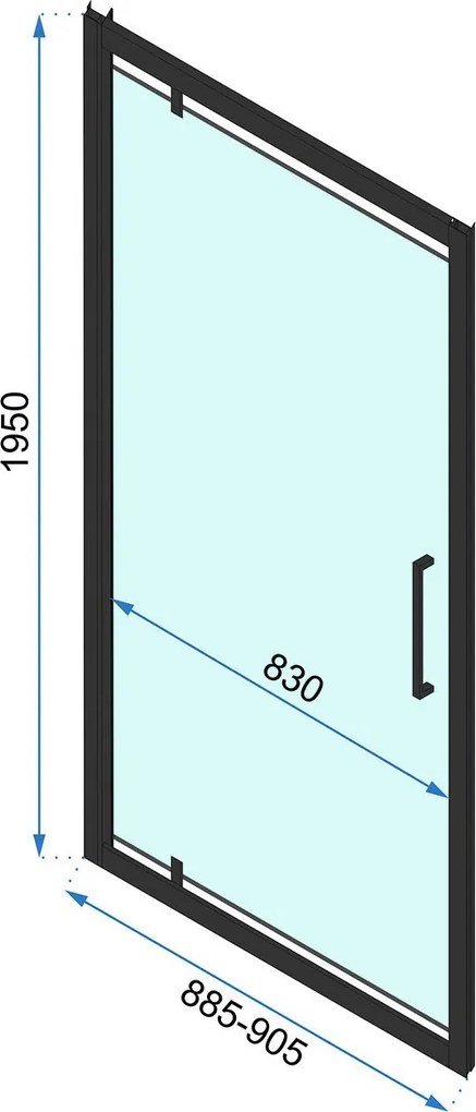 Rea Swing, 3-stěnný sprchový kout 100 (dveře) x 100 (stěna), 6mm čiré sklo, černý profil, KPL-009957