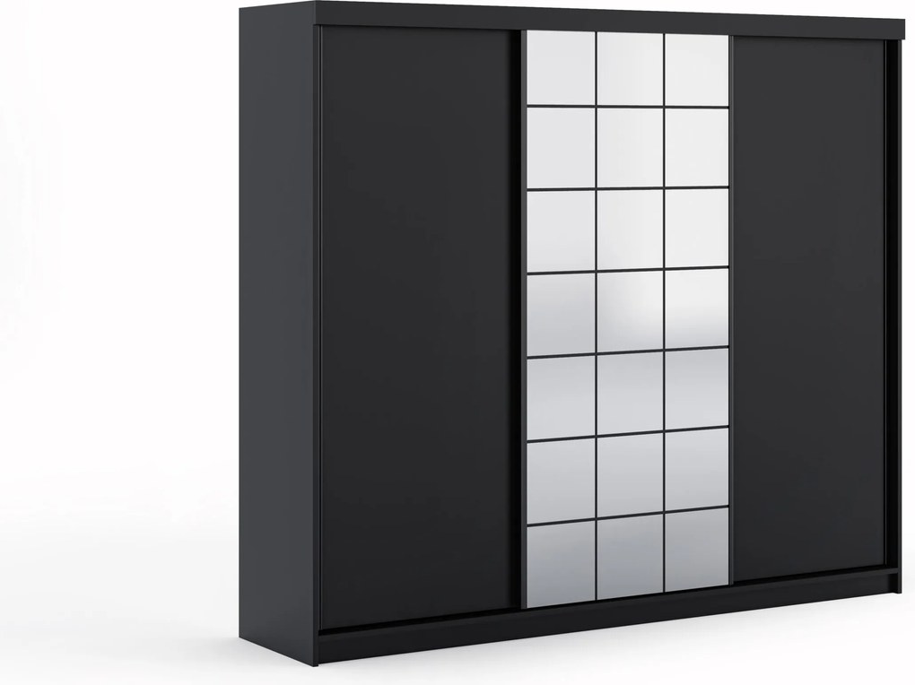 ARK Šatní skříň KOLIN, Černá 250 cm