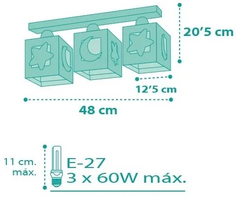 Dalber D-63233NH - Dětské stropní svítidlo MOONLIGHT 3xE27/60W/230V