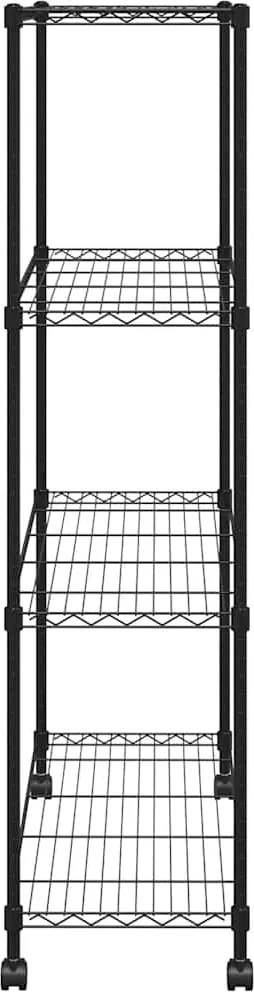 Úložný regál 4 police 90 x 35 x 142 cm s kolečky černý 200 kg 324628