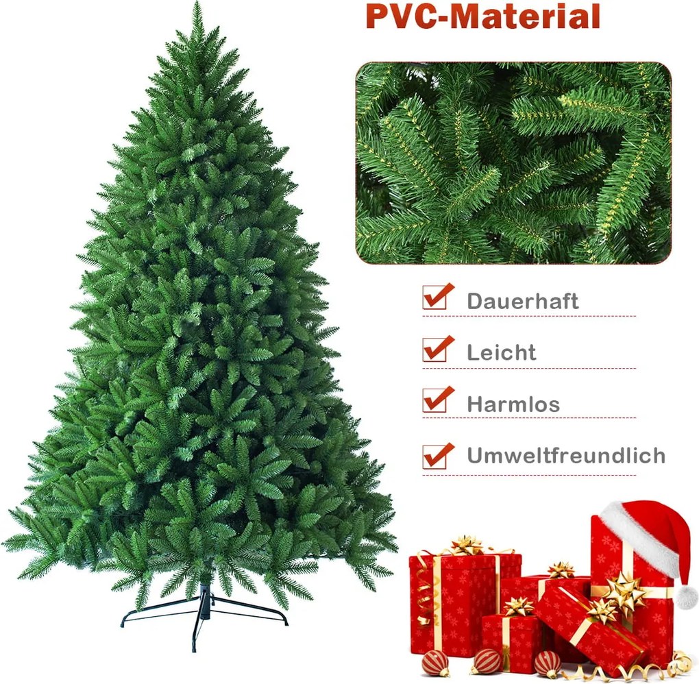 Costway 180 cm Umělý vánoční stromeček PVC jehly Umělý stromek