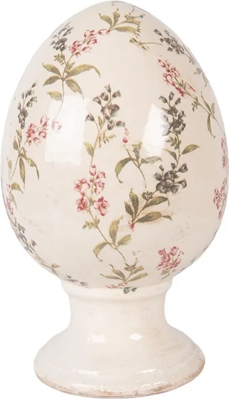 Keramické vajíčko na podstavci s lučními květy Monnia L - Ø 15*24 cm
