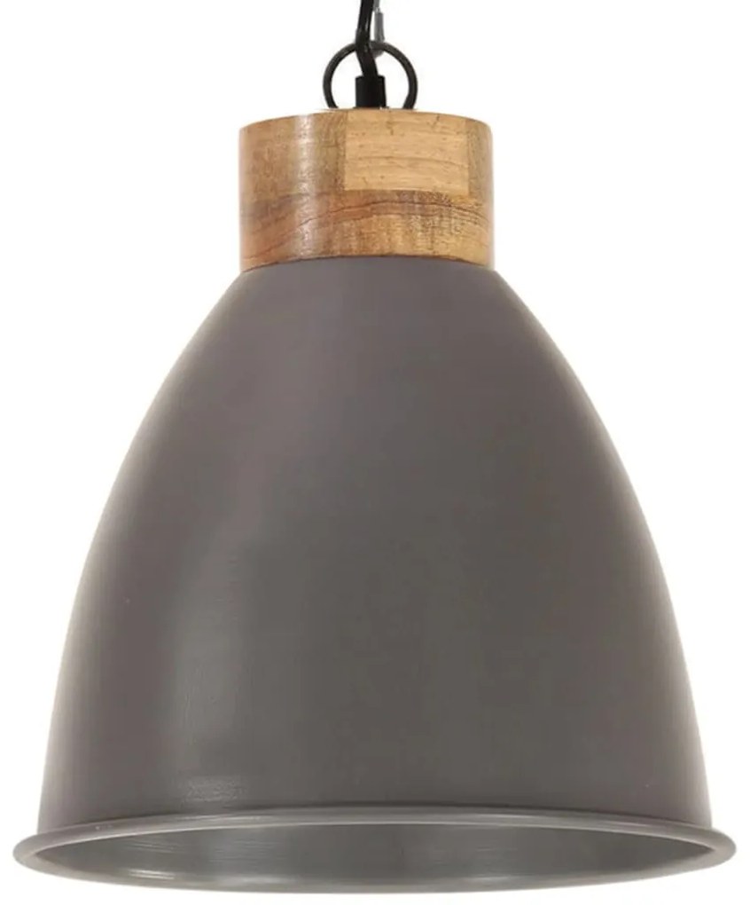 vidaXL Industriální závěsné svítidlo šedé železo a masivní dřevo 35 cm E27