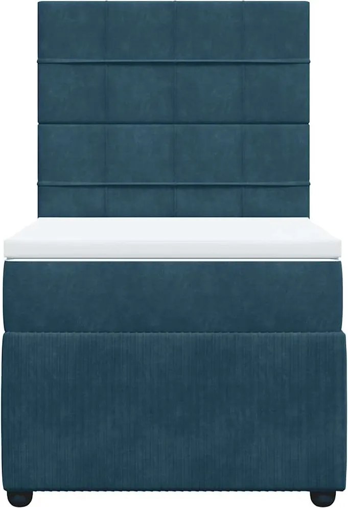 Box spring postel s matrací modrá 90 x 200 cm samet 3294542