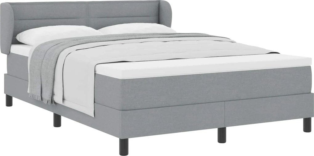 Postel s boxspringem s čelo Světle šedá 140 x 200 cm textil 3339961