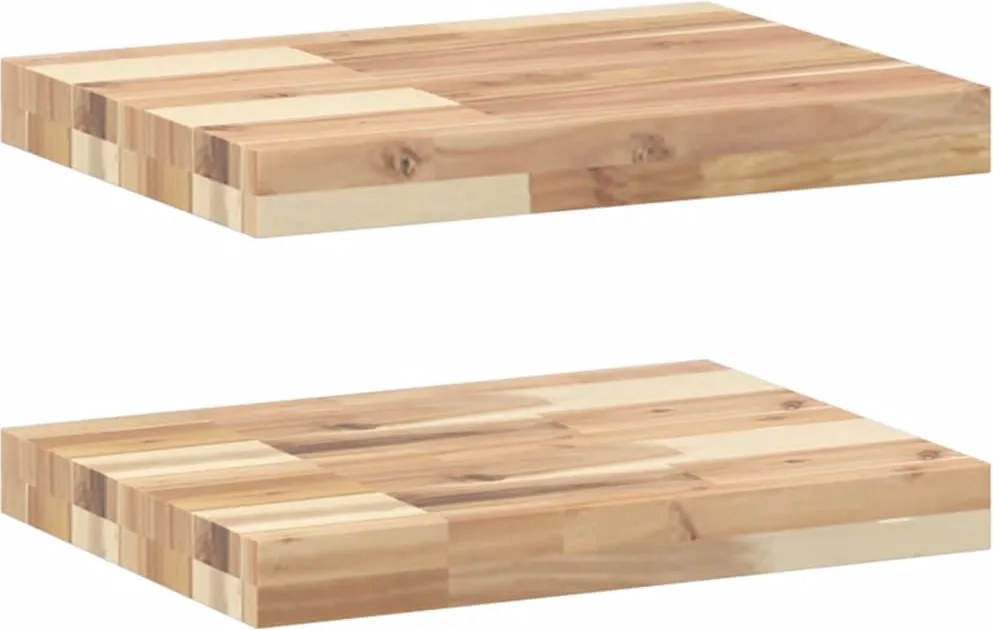 Plovoucí police 2 ks 60 x 30 x 4 cm neošetřené akáciové dřevo 3279448