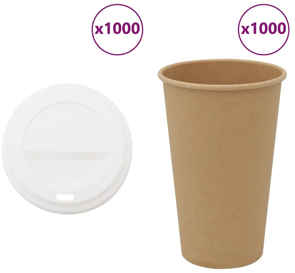 Papírové kelímky na kávu s víčky 1000 pcs 16oz 400ml 3325222