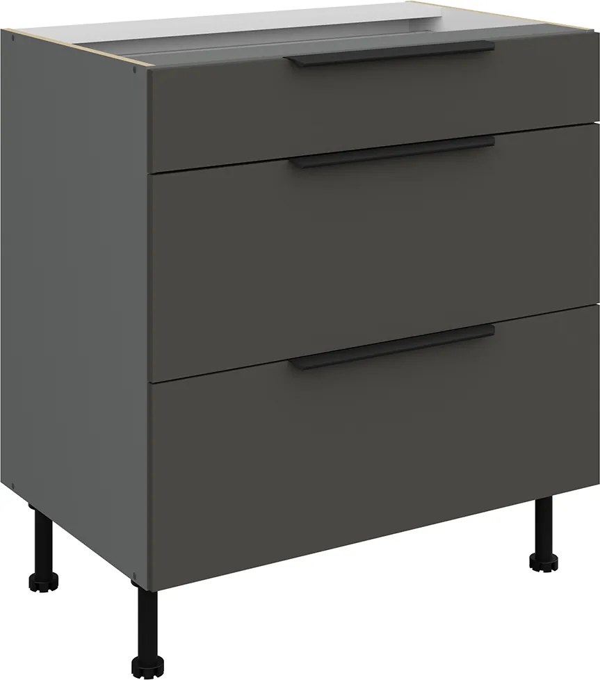 ARIA pi | dolní skříňka 80 D 3S zásuvková | 80 cm | PREMIUM BOX | antracit/šedá grafit