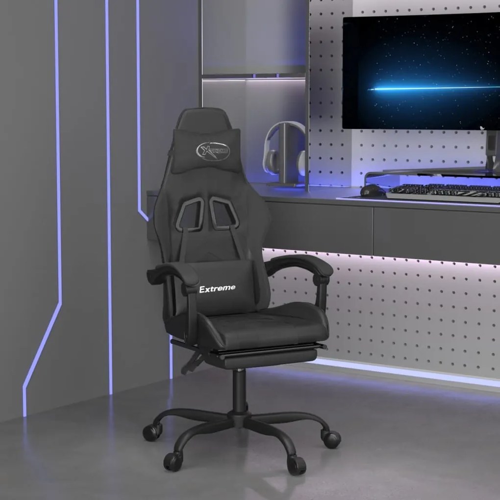 Herní židle s podnožkou černá umělá kůže 3143910