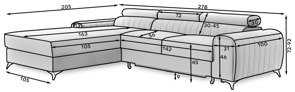 Eltap Rohová sedací souprava Grayson Materiál a barva potahu: Velvetmat 100 - modrá, Orientace: pravá